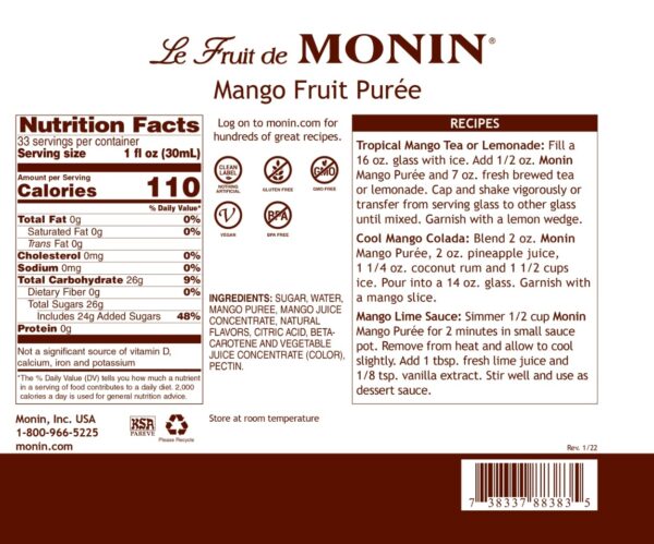 PURE DE MANGO 1LT MONIN - Odisa